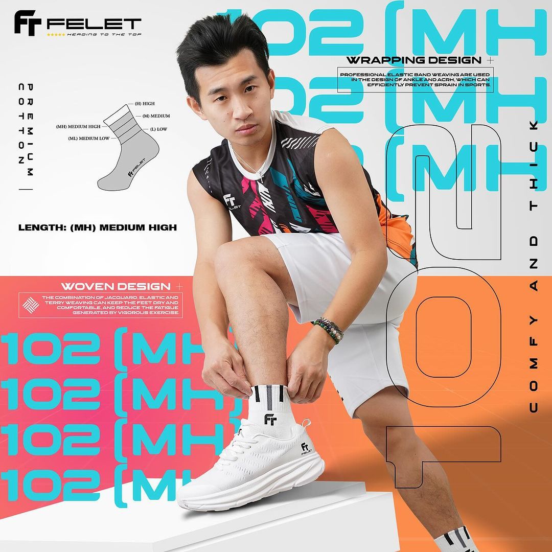 Felet Badminton Socks Sport Sock Unisex SO 100/101/102 SPORT SOCK ...