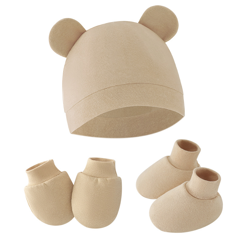 3pcs/pack baby mittens footies Hat Cap Newborn gloves Cotton infant ...