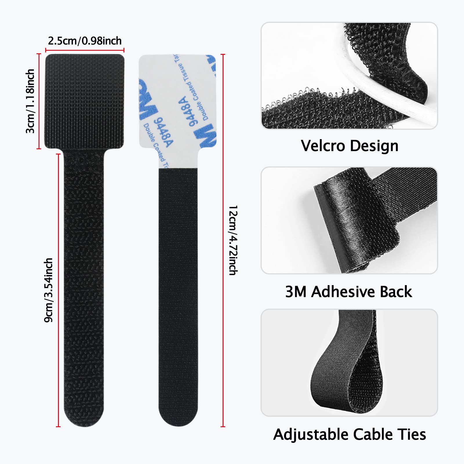 Self Stick Wire Organizer Cable Tie Desktop Cable Management Data Cable ...
