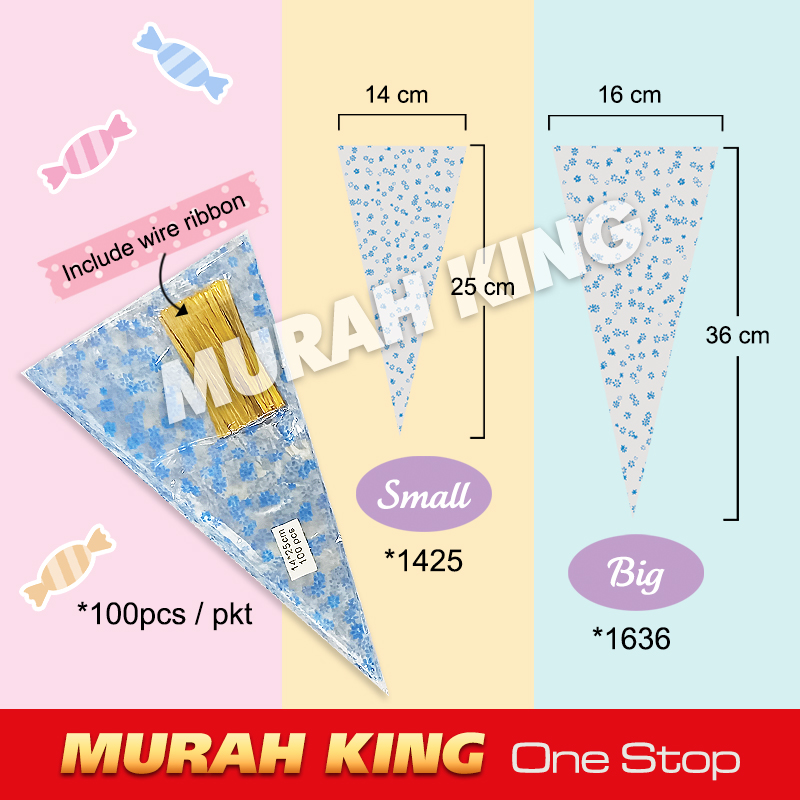 100pcs Beg Plastik Goodies Polka Reben Siap Pengikat Doorgift OPP Bag ...