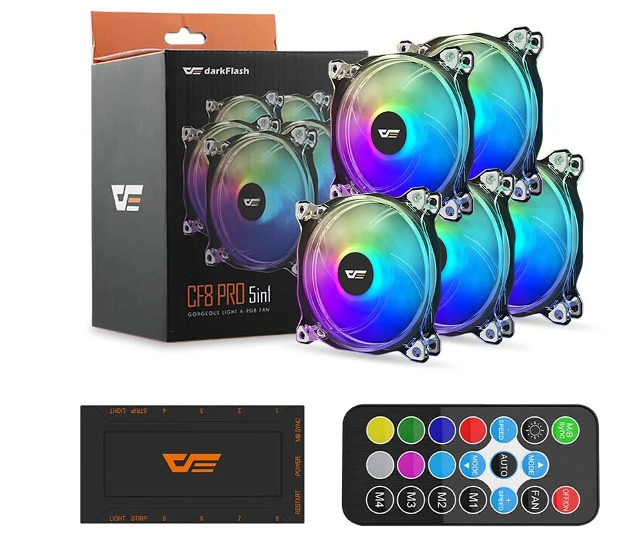 AIGO DarkFlash CF8 Pro 3‐In‐1 RGB Chassis Fans with Controller ...
