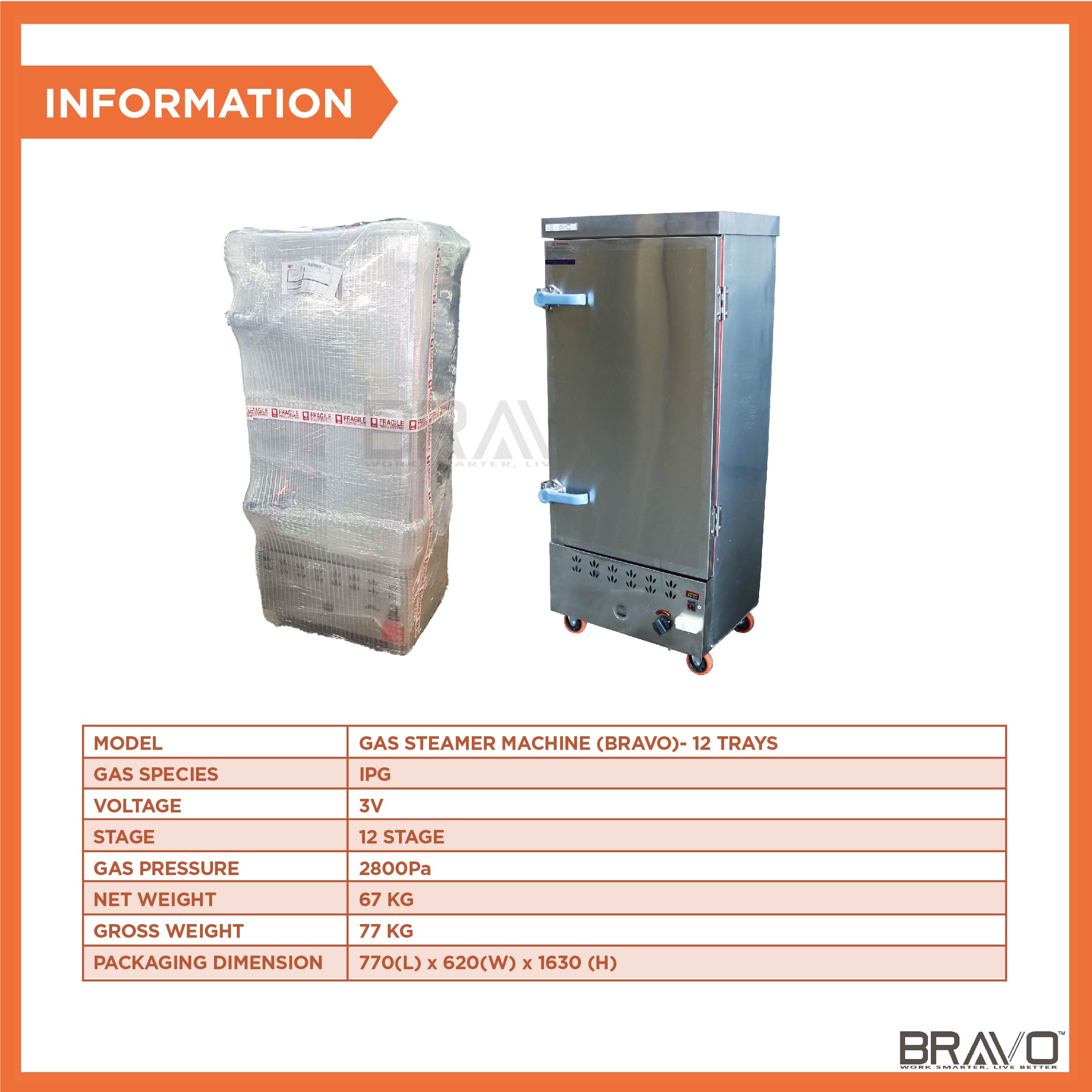 Bravo [12 Tray] Gas Rice Steamer Commercial Machine 12 Stage Steaming ...