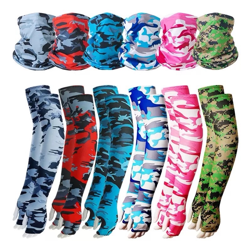 Rider Mask Ice Fabric Arm Sleeves Mask UV Protection Bandana Scarf Anti ...
