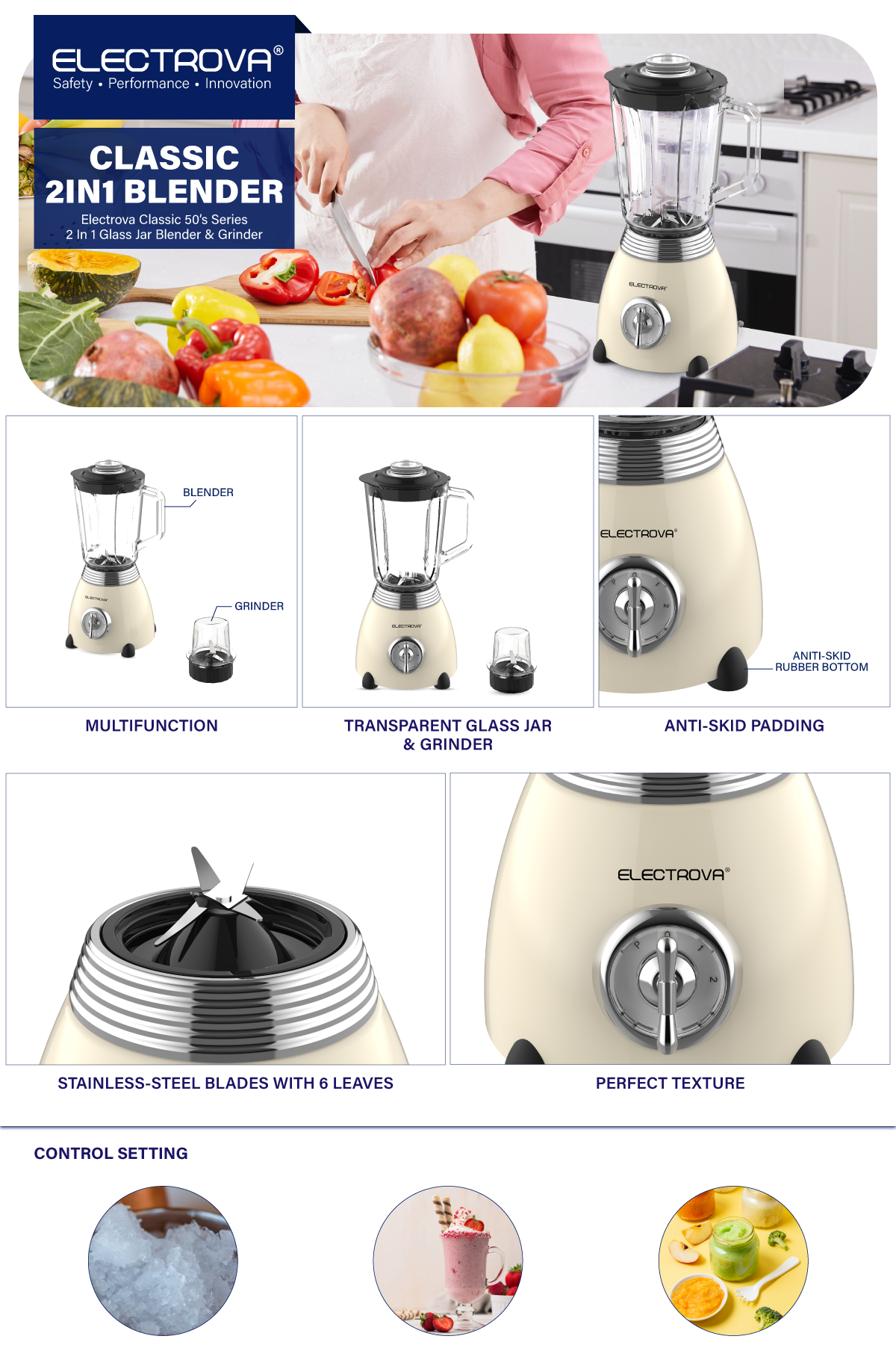 Electrova 2 in 1 Glass Blender & Grinder Classic 50's Series | Shopee Malaysia