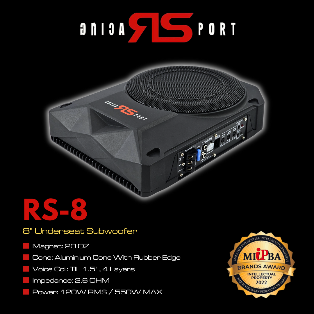 RS RACING SPORT (RS8/RS10/RS10.1) 800W Active Subwoofer 8" 10" Underseat Subwoofer 8/10 Inch ...