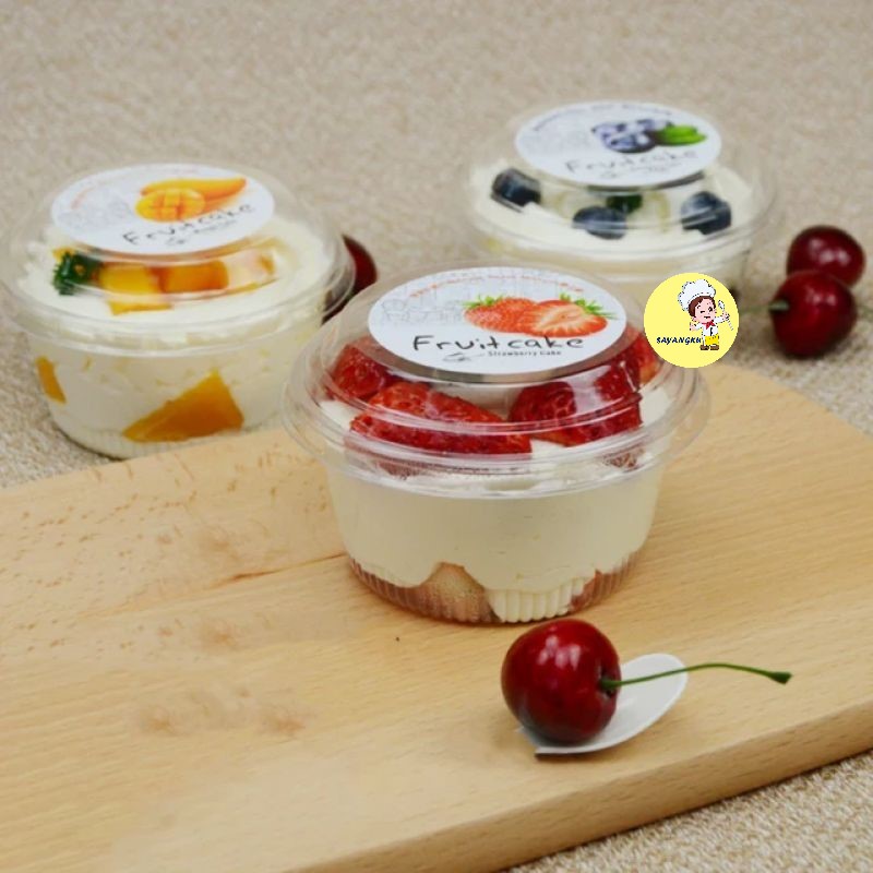 100Pcs/Pkt J581 / 200ml 9cm Jelly Box with Lid Fruit Cake Dessert Cup ...
