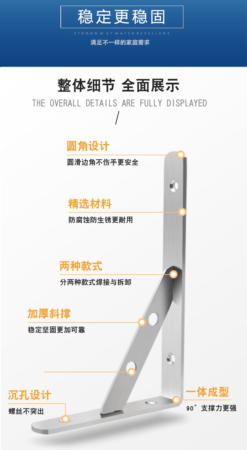 ClassAHW Stainless Steel L Bracket L-Shaped Shelf Support L Bracket Rak ...