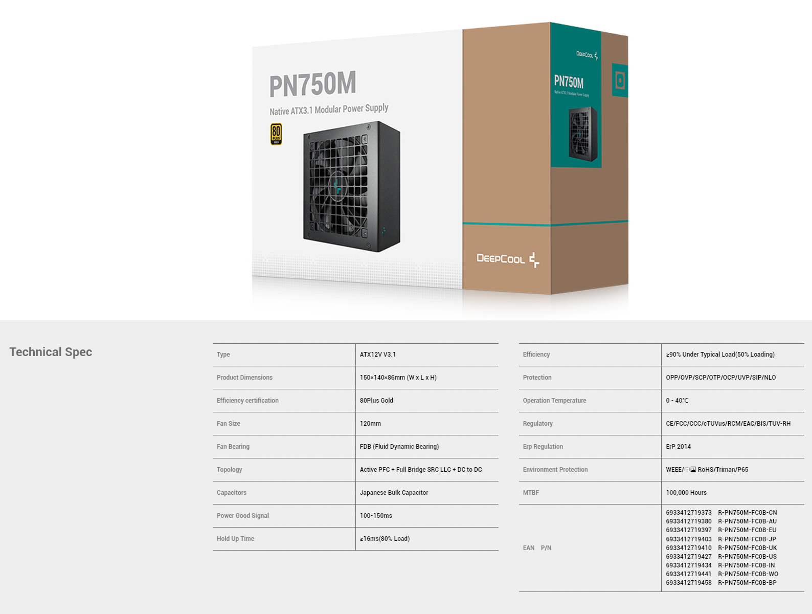 DEEPCOOL PN-M SERIES PN650M / PN750M / PN850M / PN1000M / PN1200M 80 ...