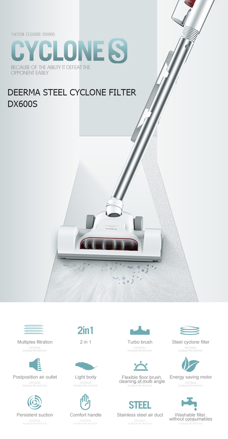 Deroma Deerma DX600S / DX600 Steel Cyclone Filter Powerful Floor Vacuum ...
