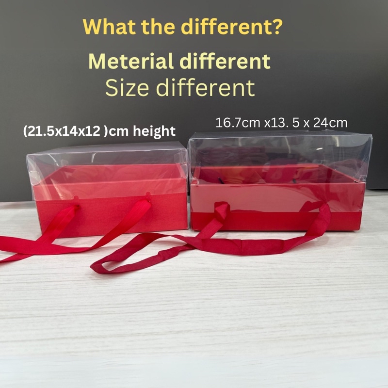 PVC Top Red box transparent gift Cake box / flower box / gift box with ...