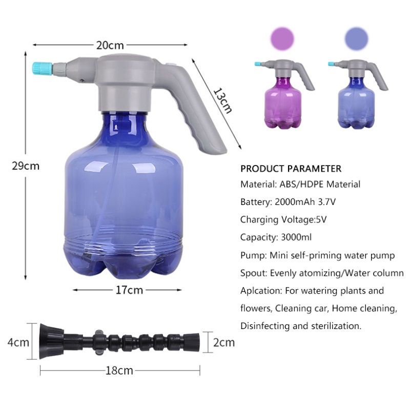 3L Electric Garden Mist Sprayer High Pressure Spray Bottle Adjustable ...