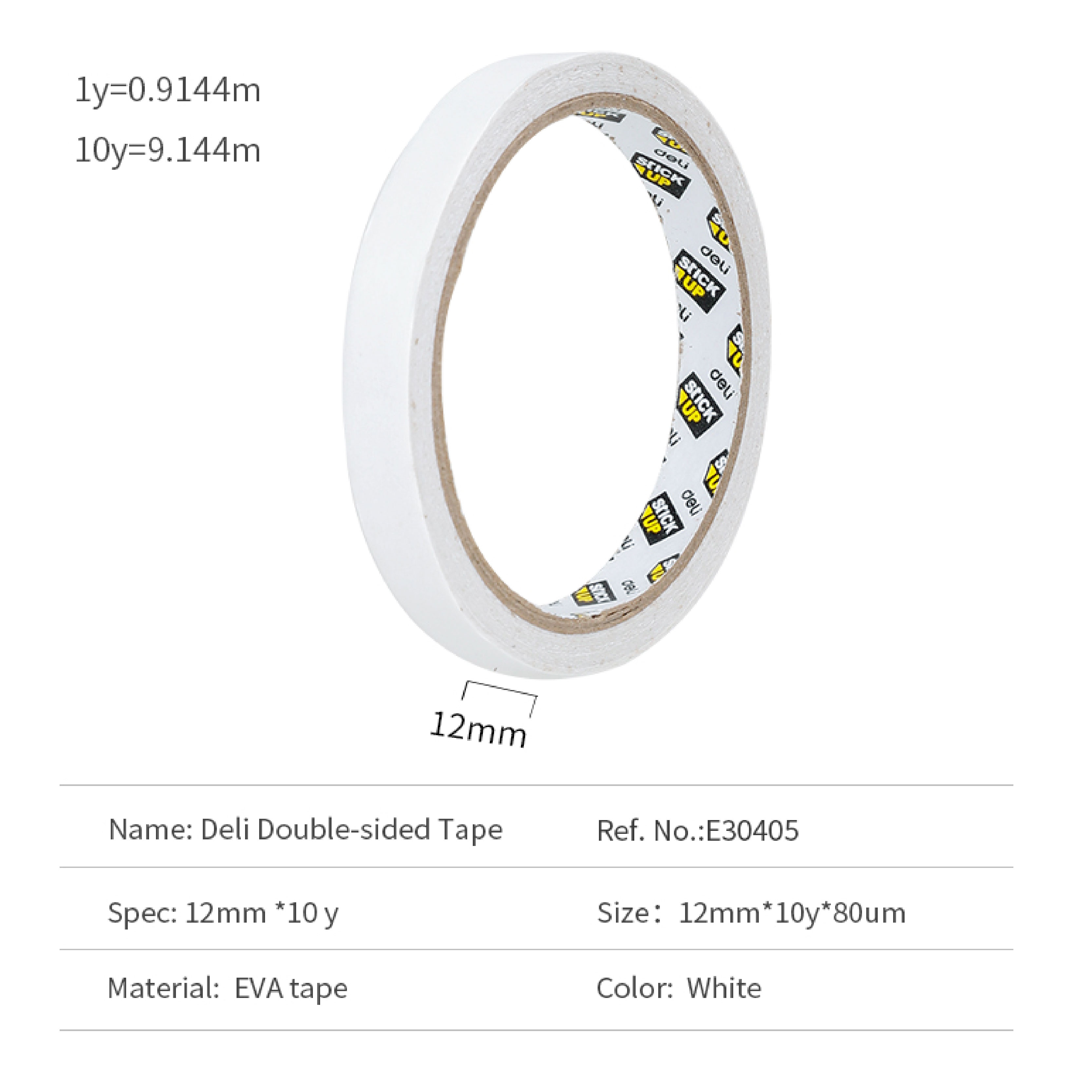 Deli Stick Up Double-Sided Tissue Tape Strong Adhesive (12mm x 1m ...