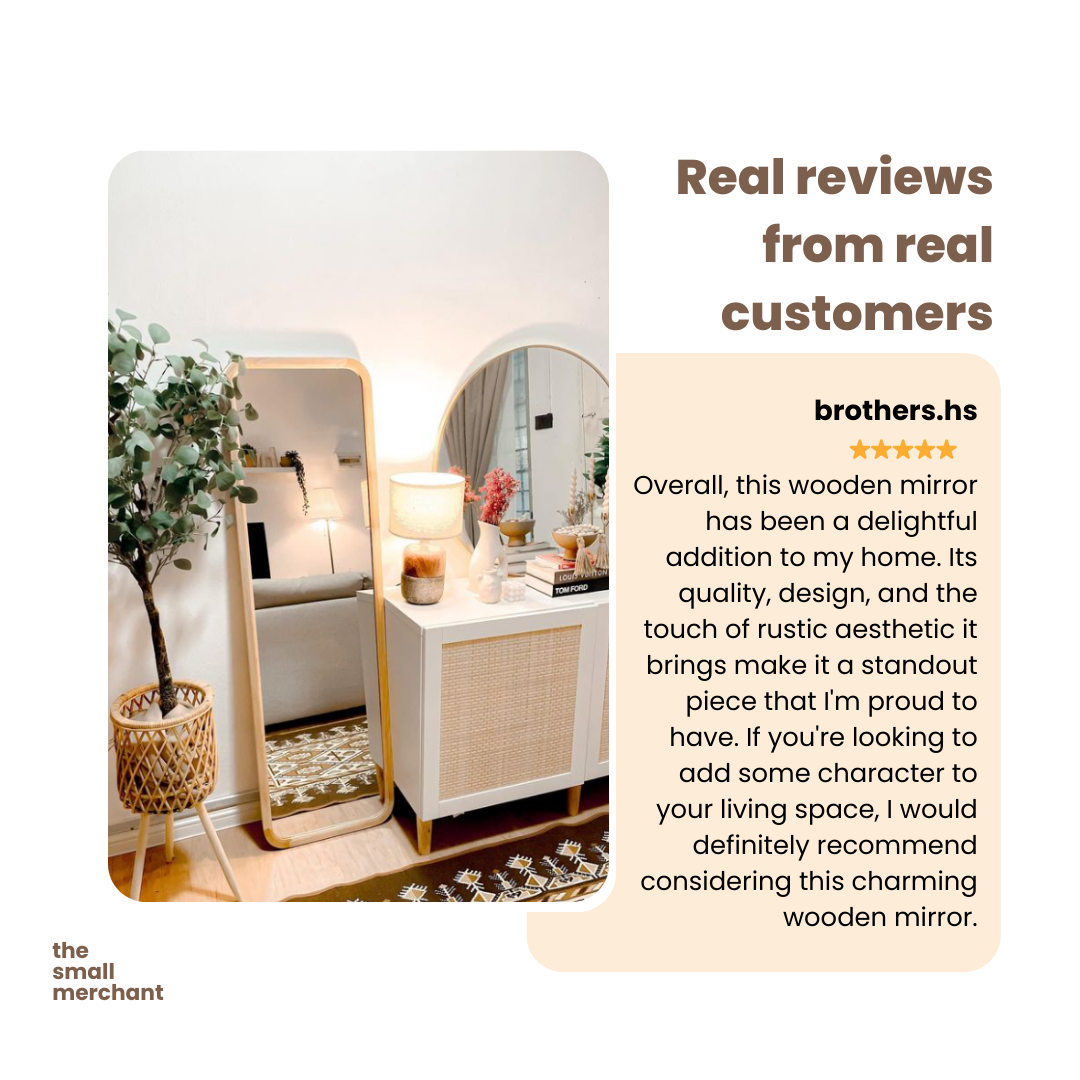 TSM 55cmx165cm Wood Frame Standing Mirror | Hang and Stand | Free ...