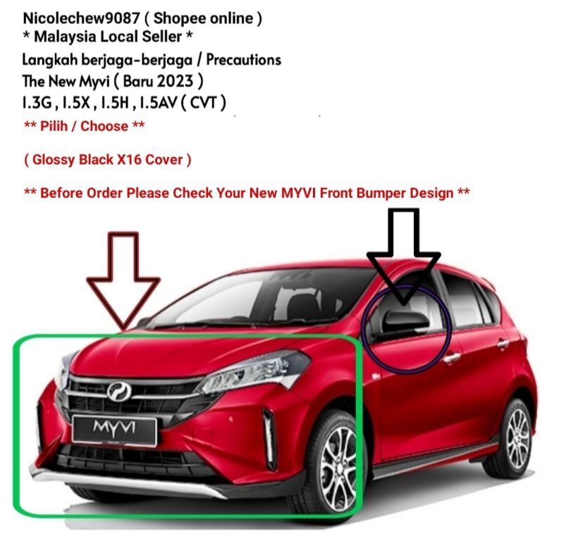 Perodua New Myvi Original Side Mirror Cover Only Including Original ...