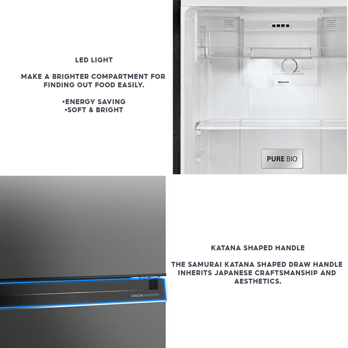 Toshiba 2 Doors Inverter Refrigerator - Urban Black (220L) GR-RT230WE ...