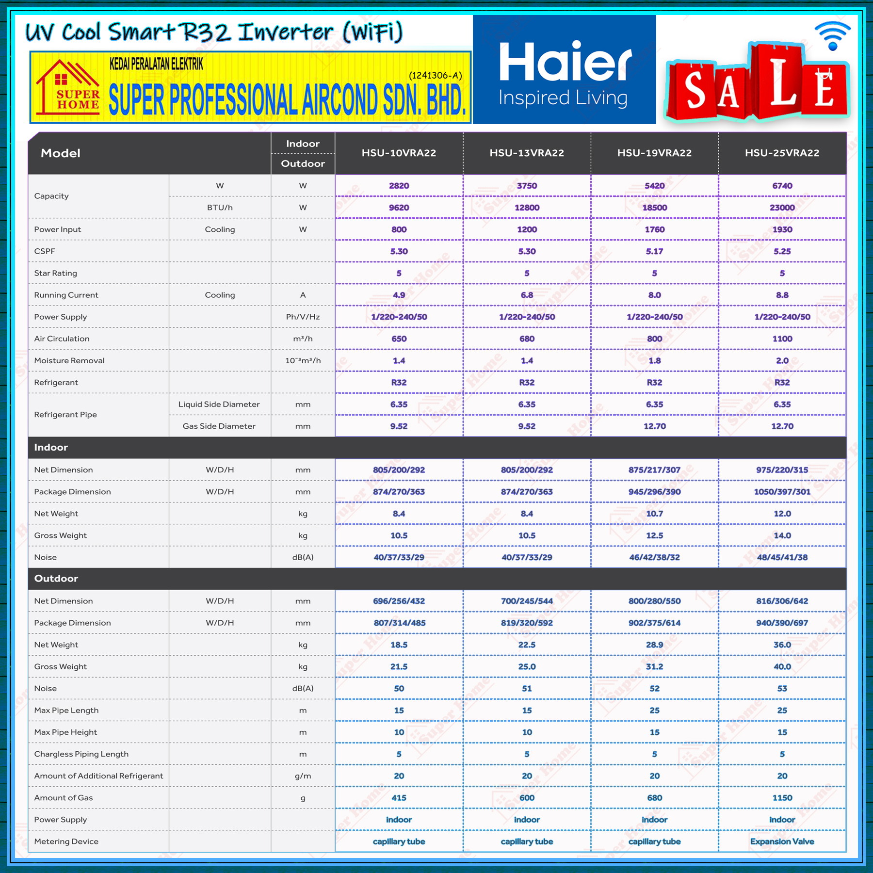 Haier 1.0hp Inverter Air Conditioner HSU-10VRA22 (WiFi) UV Cool Smart ...