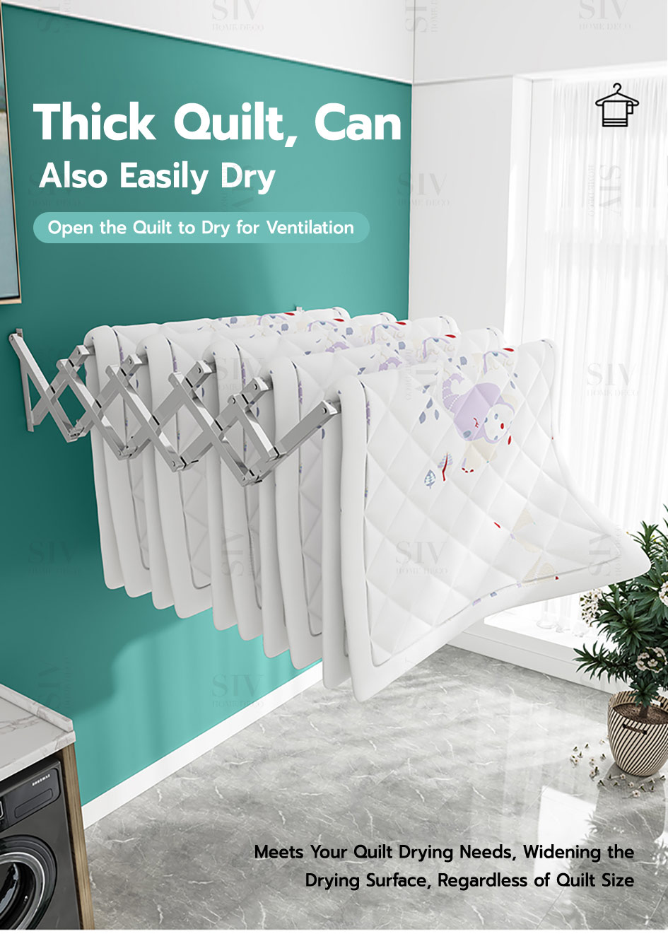 SIV Wall Mounted3/4/5bar Foldable Drying Rack Retractable Sampayan ...