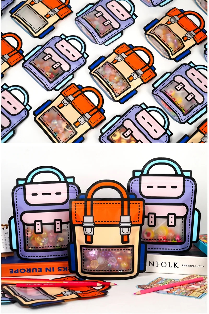 Gift Bag [1Pcs] School Bag Ziplock Zipper Plastic Bag Goodies Snacks ...