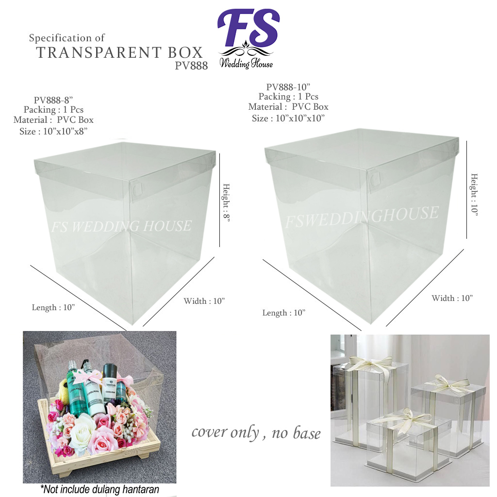1 SET - CLEAR PVC BOX COVER/GIFT COVER/TRANSPARENT BOX/CAKE BOX/COVER ...