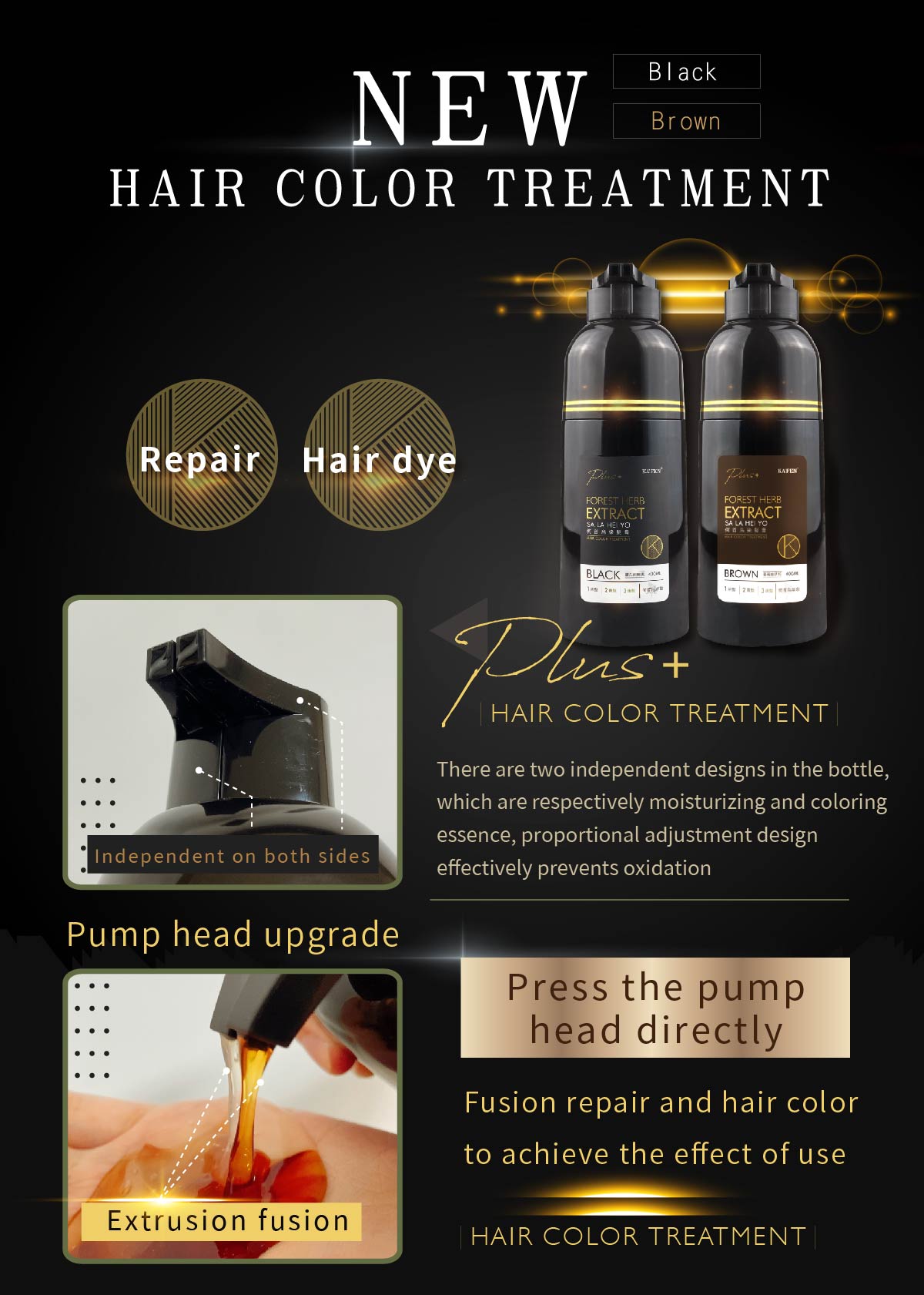 Kafen Forest Herbs Extract Hair Color Shampoo 400ml (Black/Brown/Cocoa ...