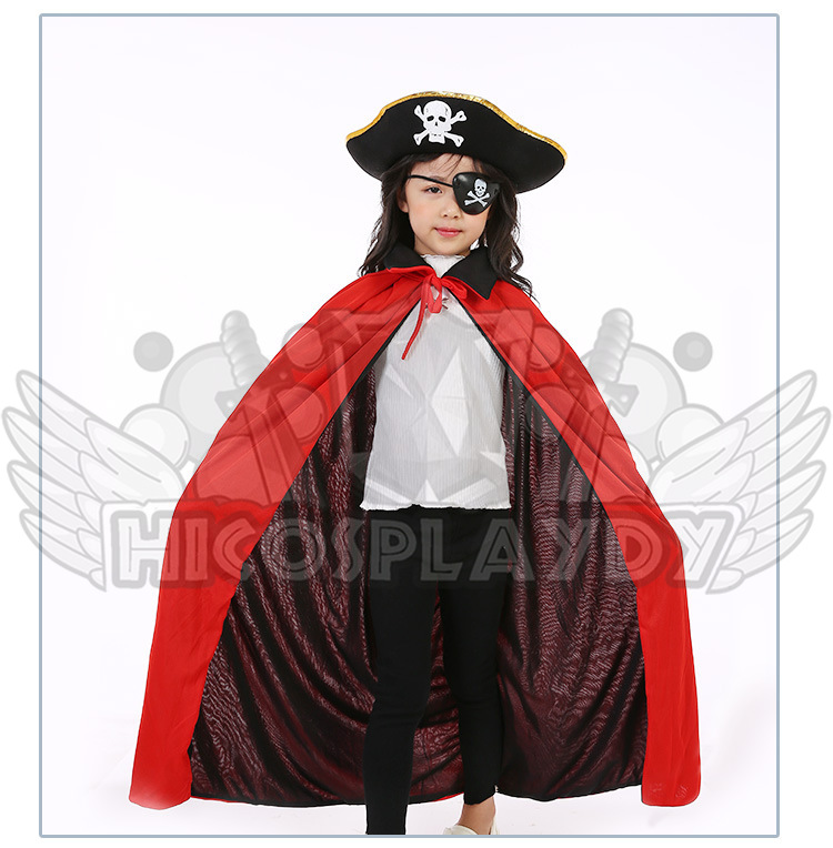 hiCosplaydy Kids Adult Pirate Ship Captain Cosplay Black Red Vampire ...