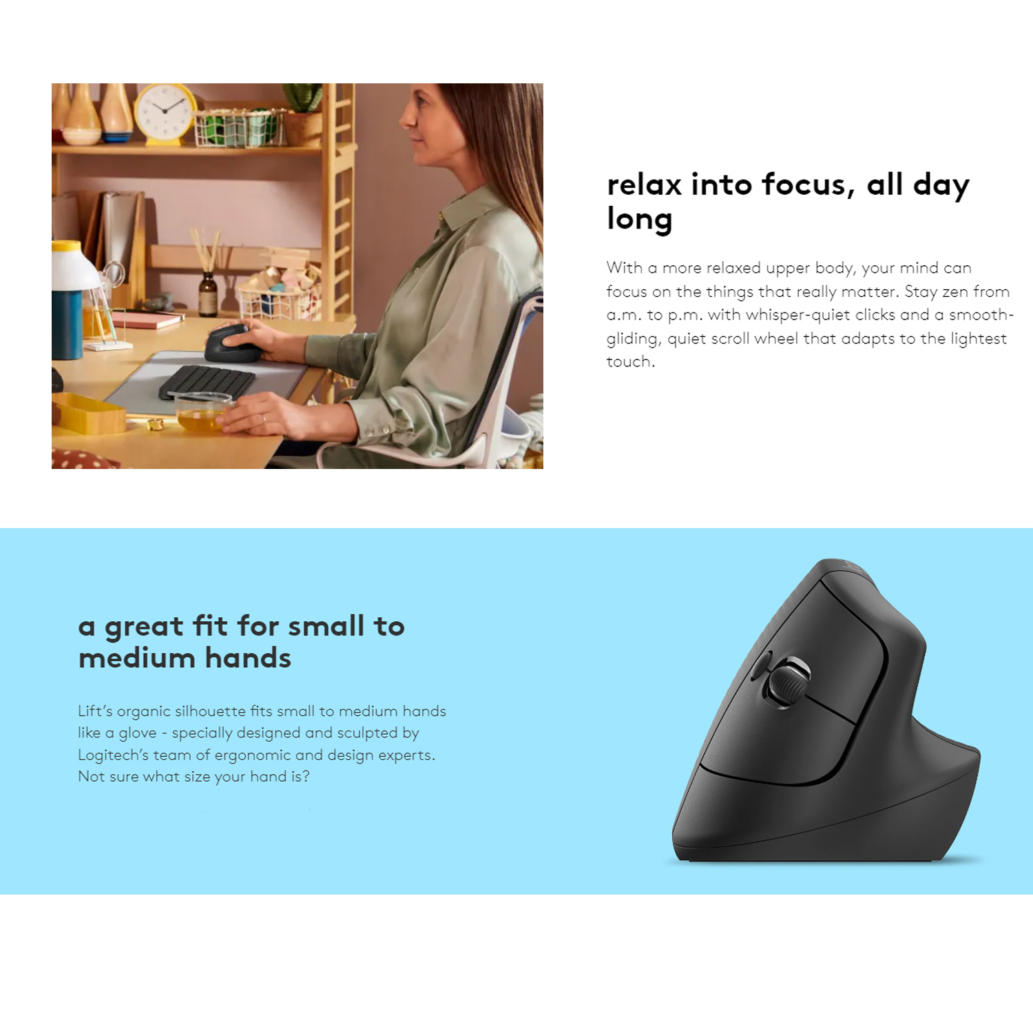 Logitech Lift Vertical Ergonomic Mouse Wireless Bluetooth Logi Bolt USB ...