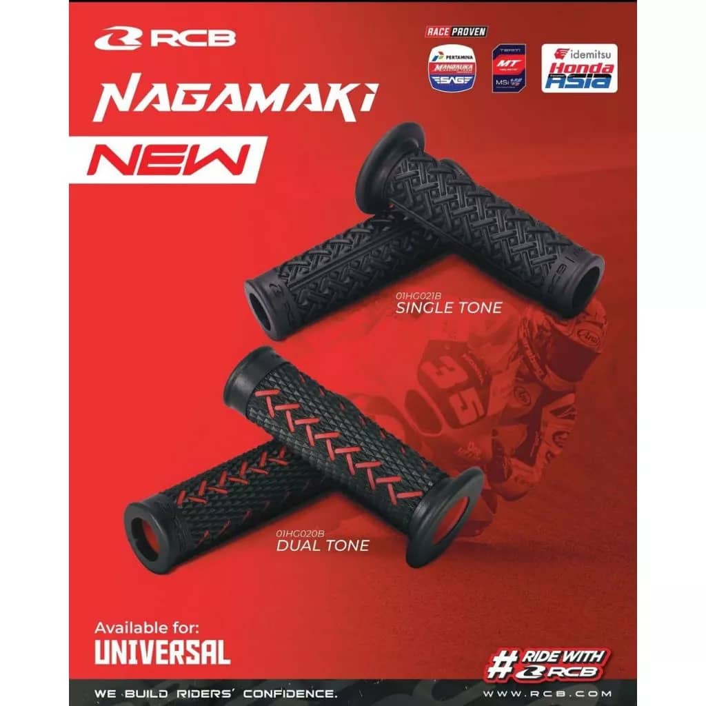 100% ORIGINAL RCB RACING BOY HANDLE GRIP THROTTLE NAGAMAKI SINGLE TONE / DUAL TONE RUBBER ...