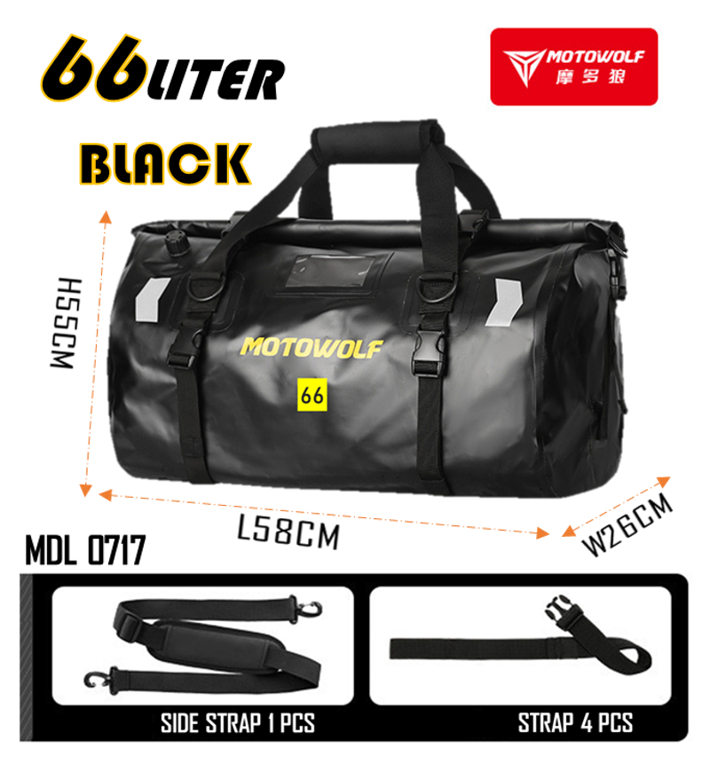 MOTOWOLF MOTORCYCLE WATERPROOF SADDLE SIDE BAG 30LTRAVEL LUGGAGE BACK ...