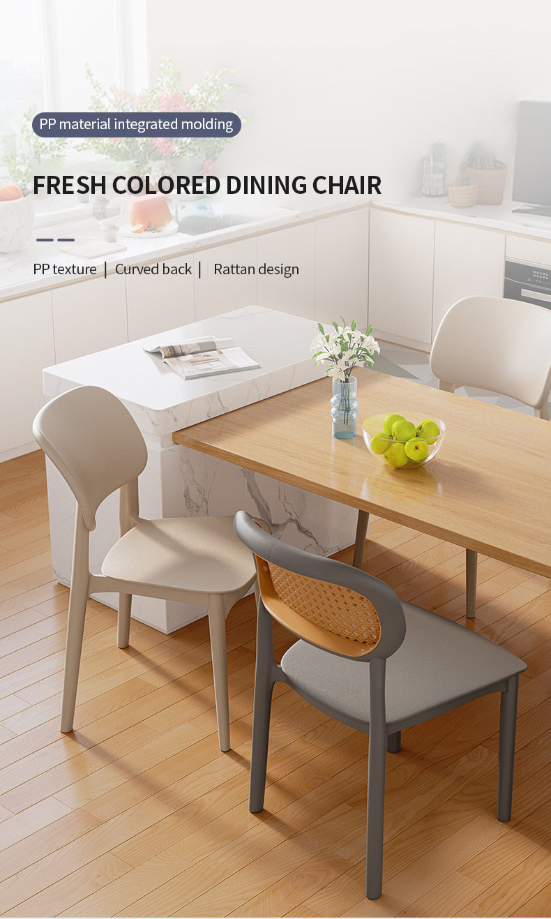 Rattan dining chair Nordic household plastic Kerusi modern simple ...