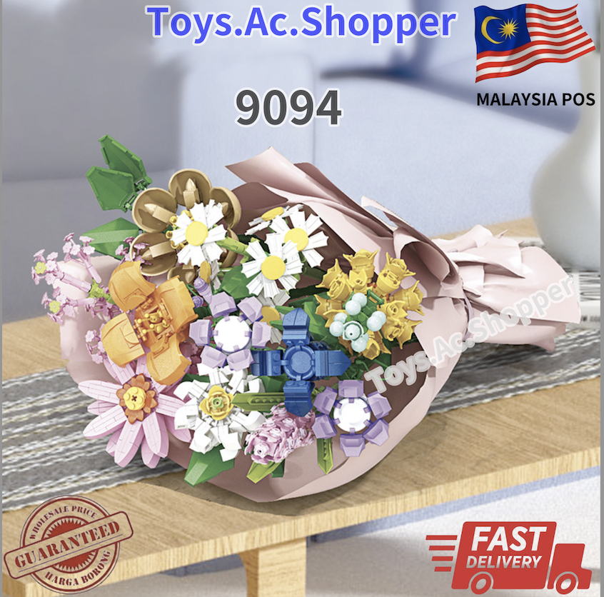 DIY Bunga Brick Building Blocks Creative Flower Rose Sunflower ...