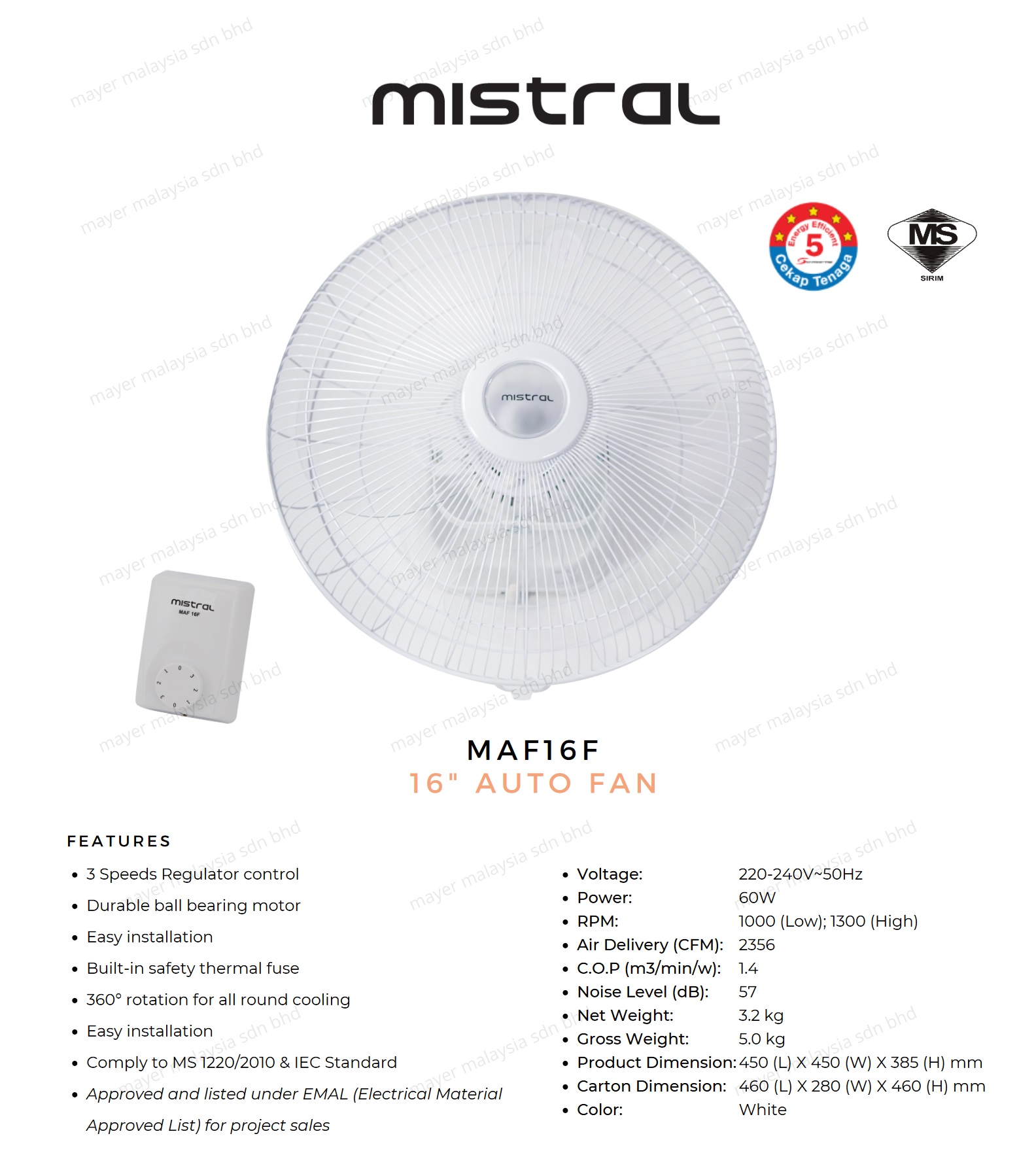 KDK (40cm/16") Auto Fan | KQ-409 KQ409 (Ceiling Fan Kipas Siling Wall ...