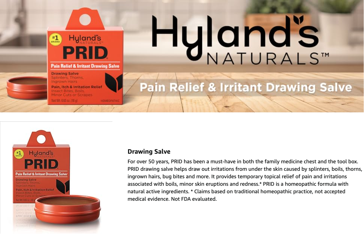 GENUINE Hyland's Naturals PRID Drawing Salve, Relief of Topical Pain ...