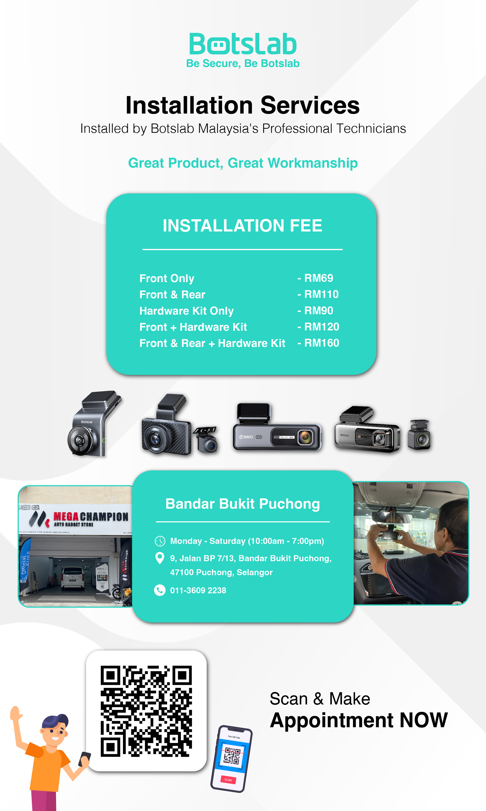Botslab Dash Cam G980H Front + Rear 4K/1080P Camera Full Color Night ...