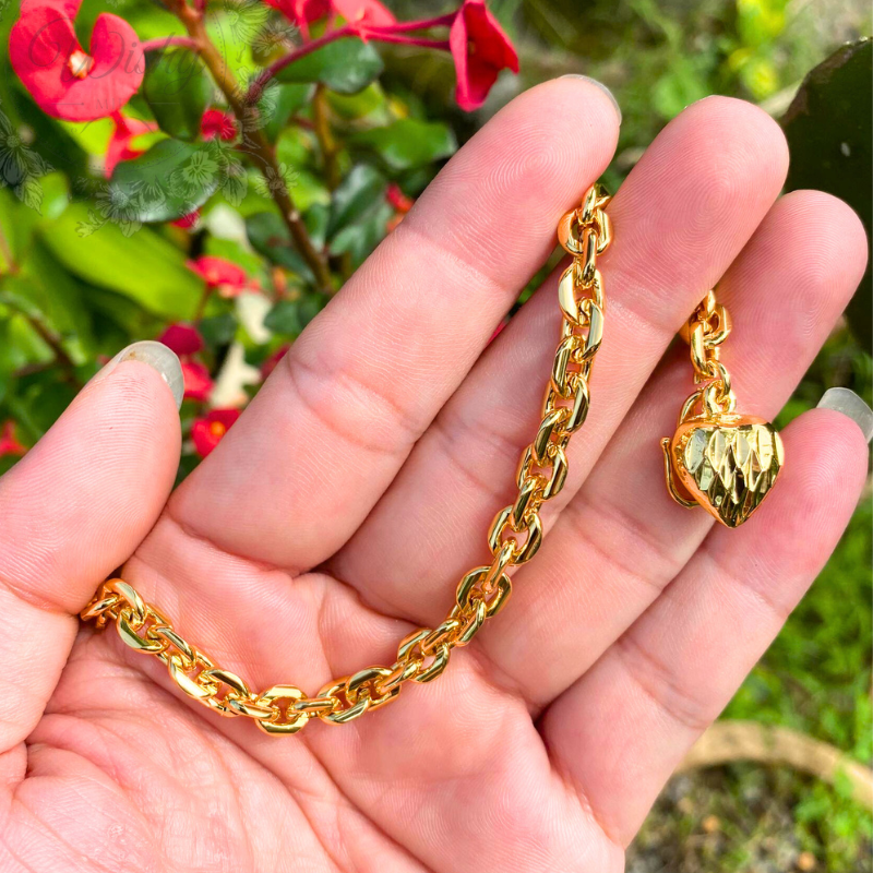 Rantai Tangan Emas Suasa Buah Hati Gold Plated Love Pendent Bracelet ...