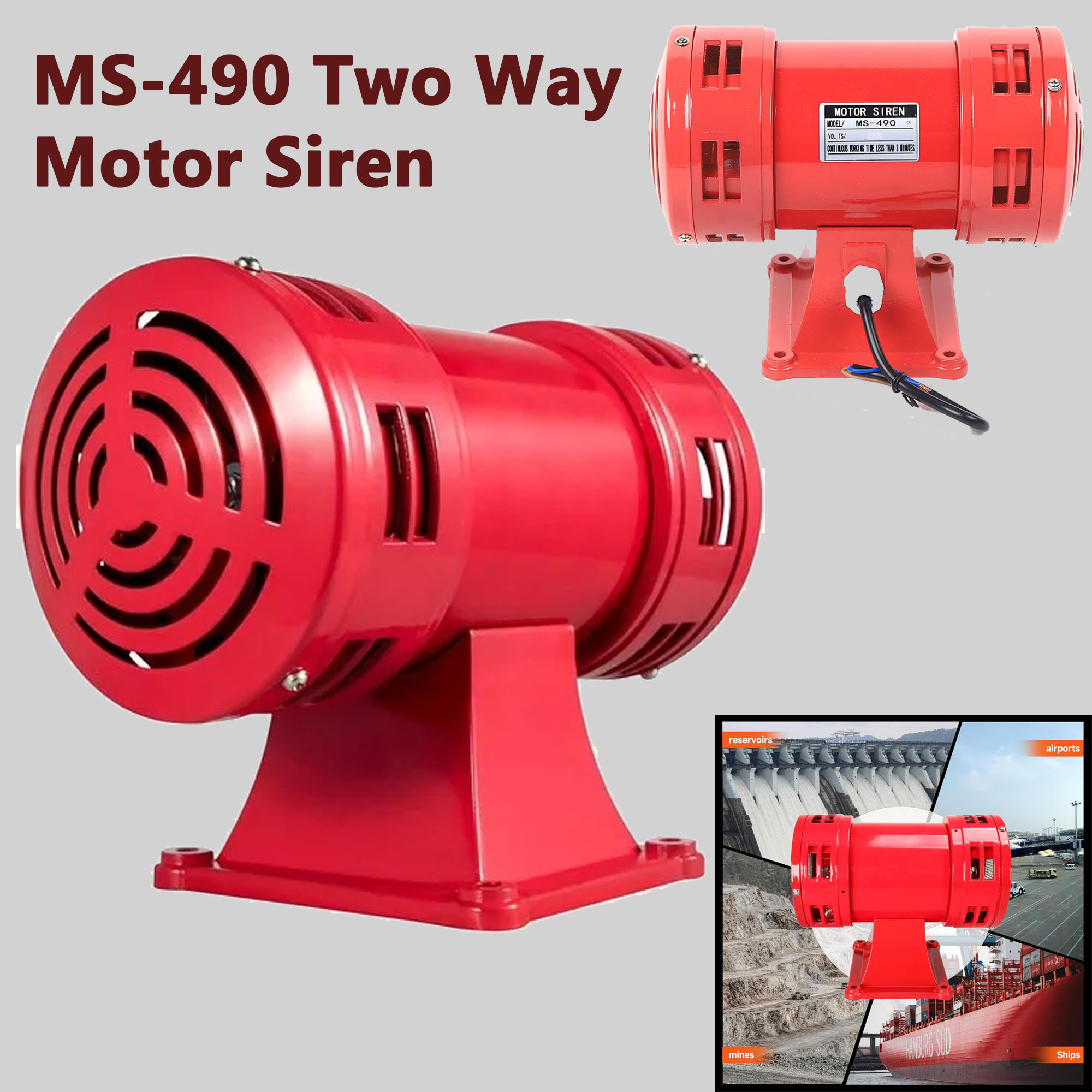 3H Siren Amaran Dua Arah AC240V 5-Inci MS490 Two Way Warning Siren ...