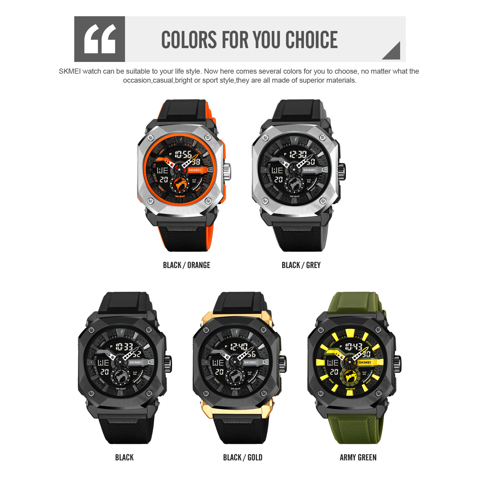 SKMEI 2272 Men Women Sports Waterproof Watch 3Time Chrono Alarm Date ...