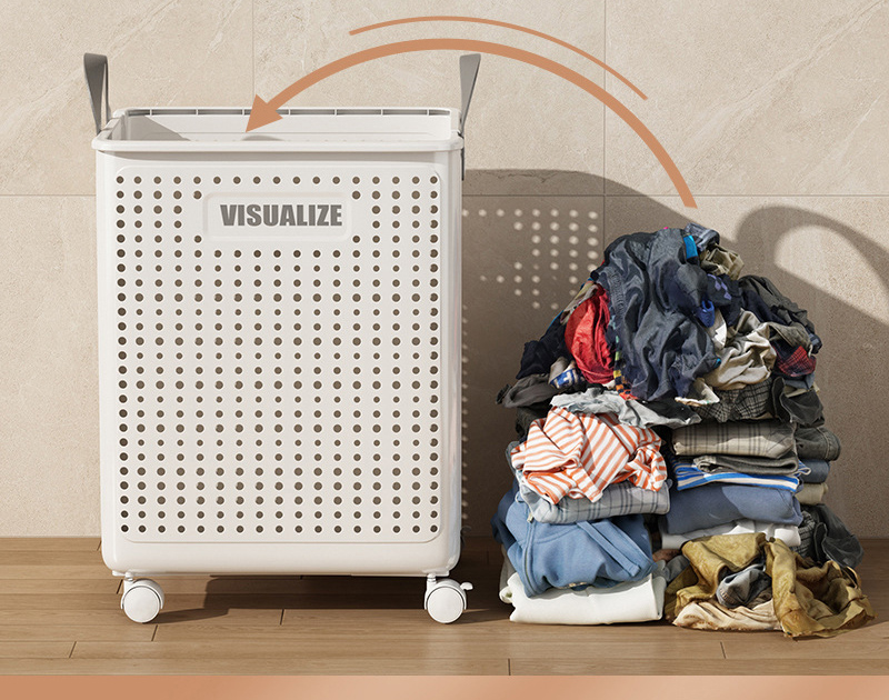 Medium Large Foldable Laundry Basket with roller Storage Box Big Bag ...