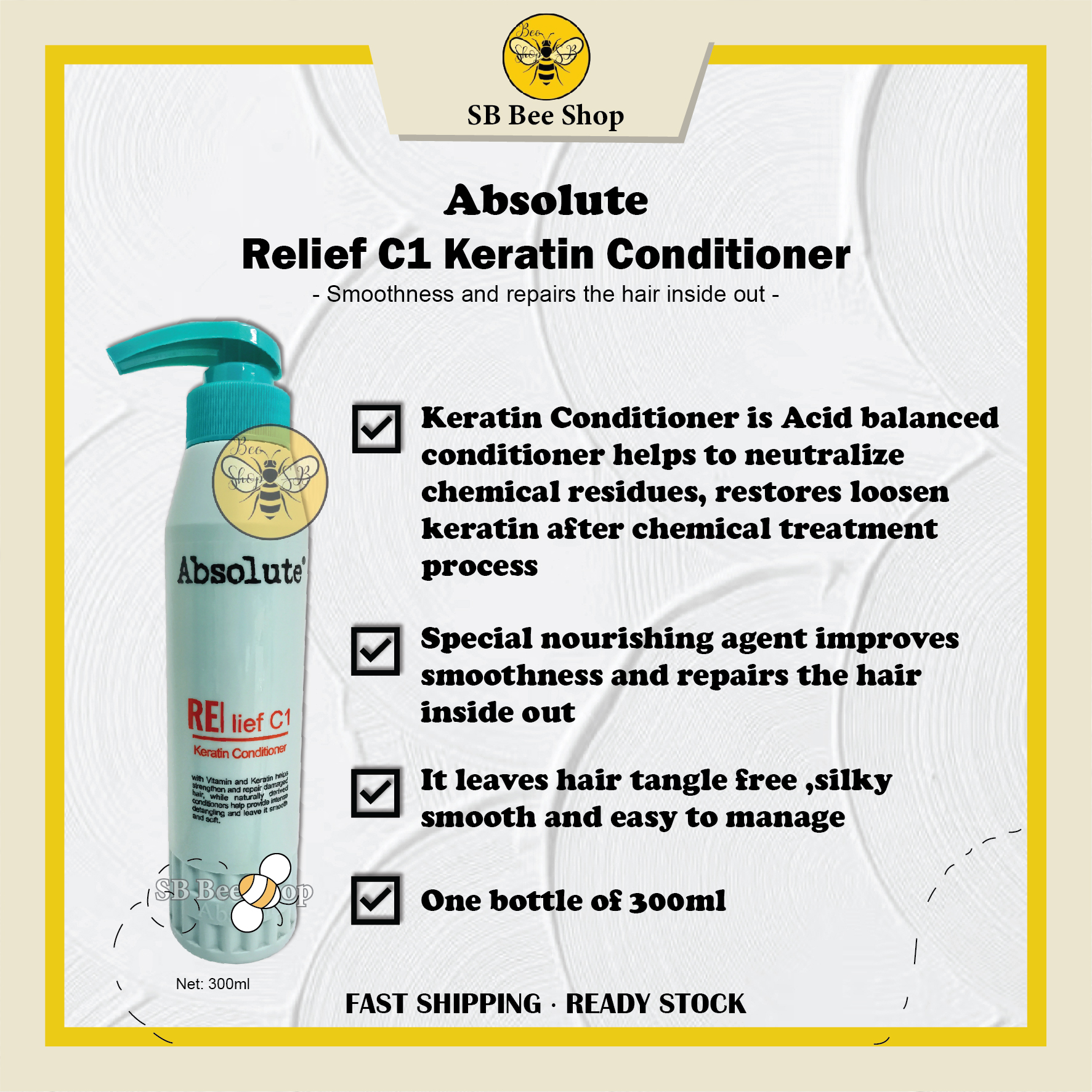 Absolute S4 Active Shampoo 300ml + C1 Keratin Conditioner 300ml ...
