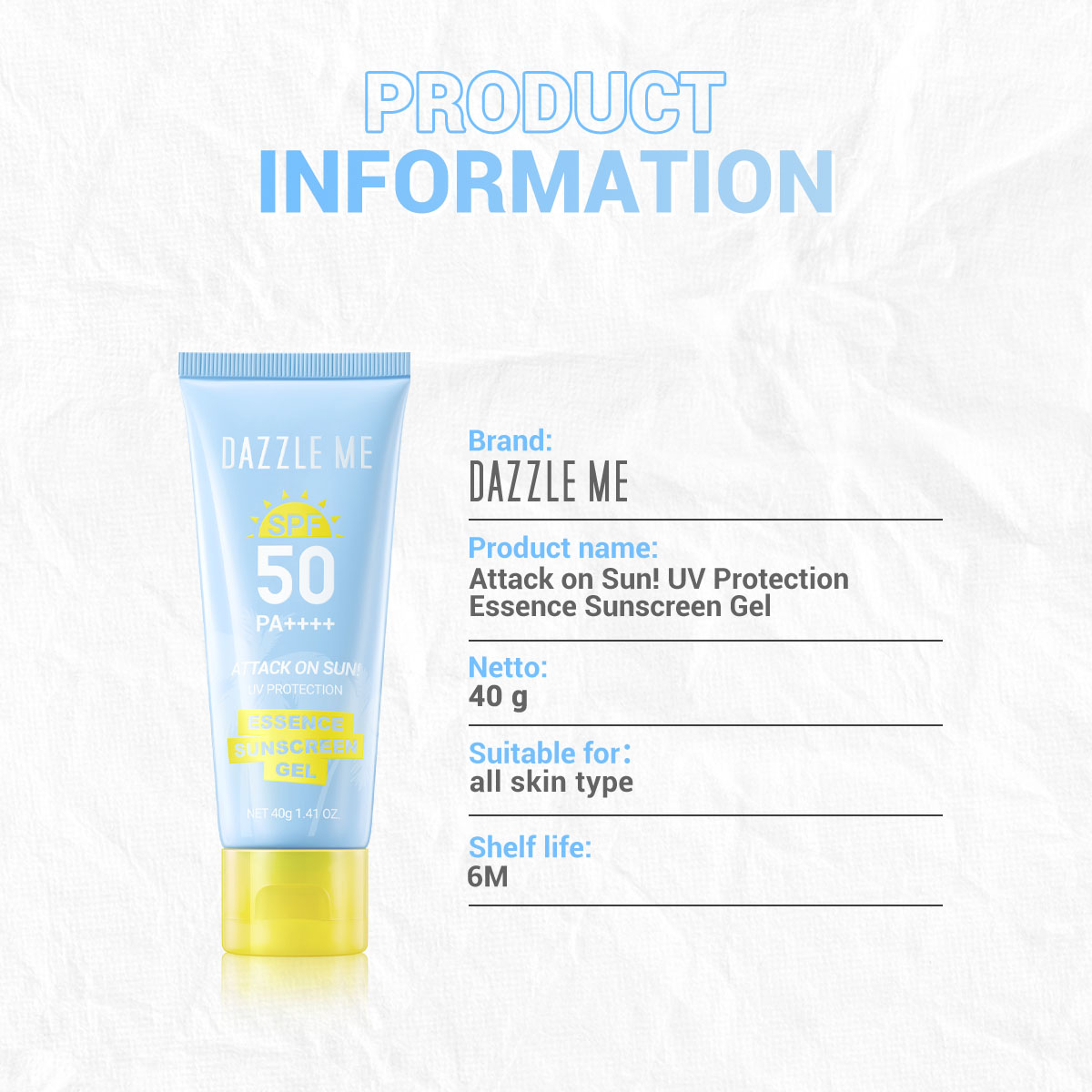 [MESTI BELI] DAZZLE ME Attack on Sun Sunscreen SPF50 PA ++++ UV Protect ...