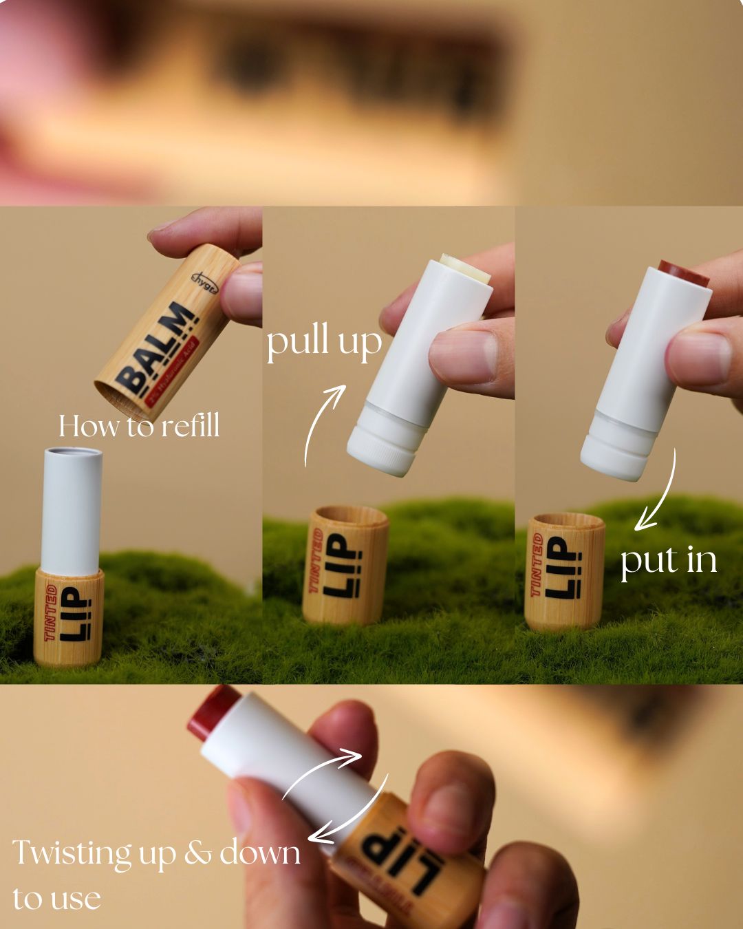 [ALL] Bamboo Refillable Natural Tinted Lip Balm HYGR + 2% Hyaluronic ...