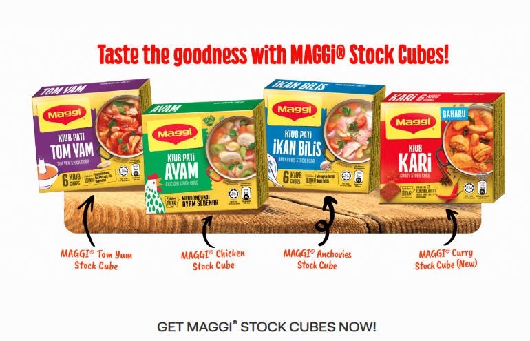 MAGGI Stock Cube / Kiub Pati Ayam (Chicken) | Kari (Curry) | Ikan Bilis (Anchovies) | Tom Yam 6 ...