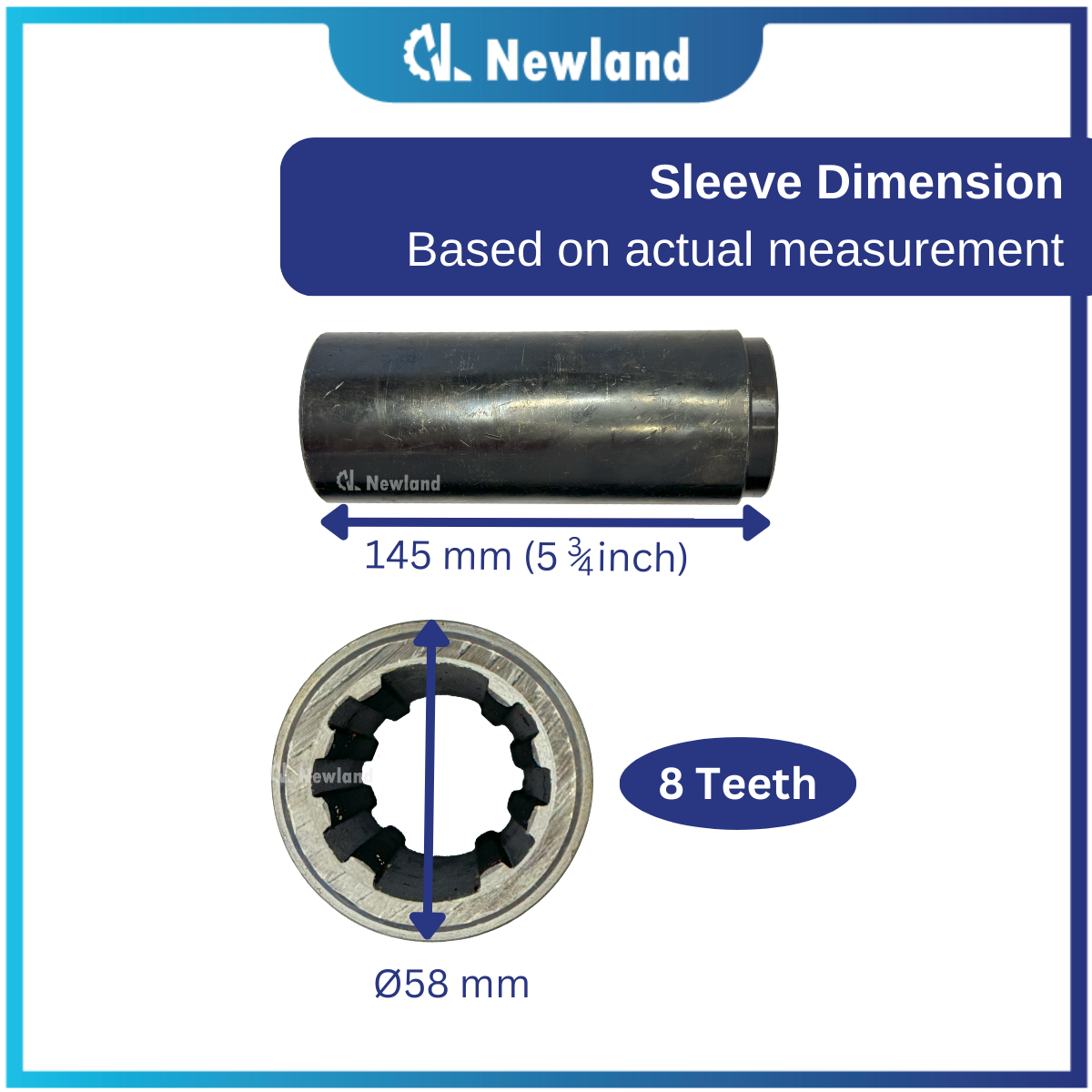 Howard Coupling Joint Shaft with Sleeve - 8Teeth for Ford F5000, F6600 ...