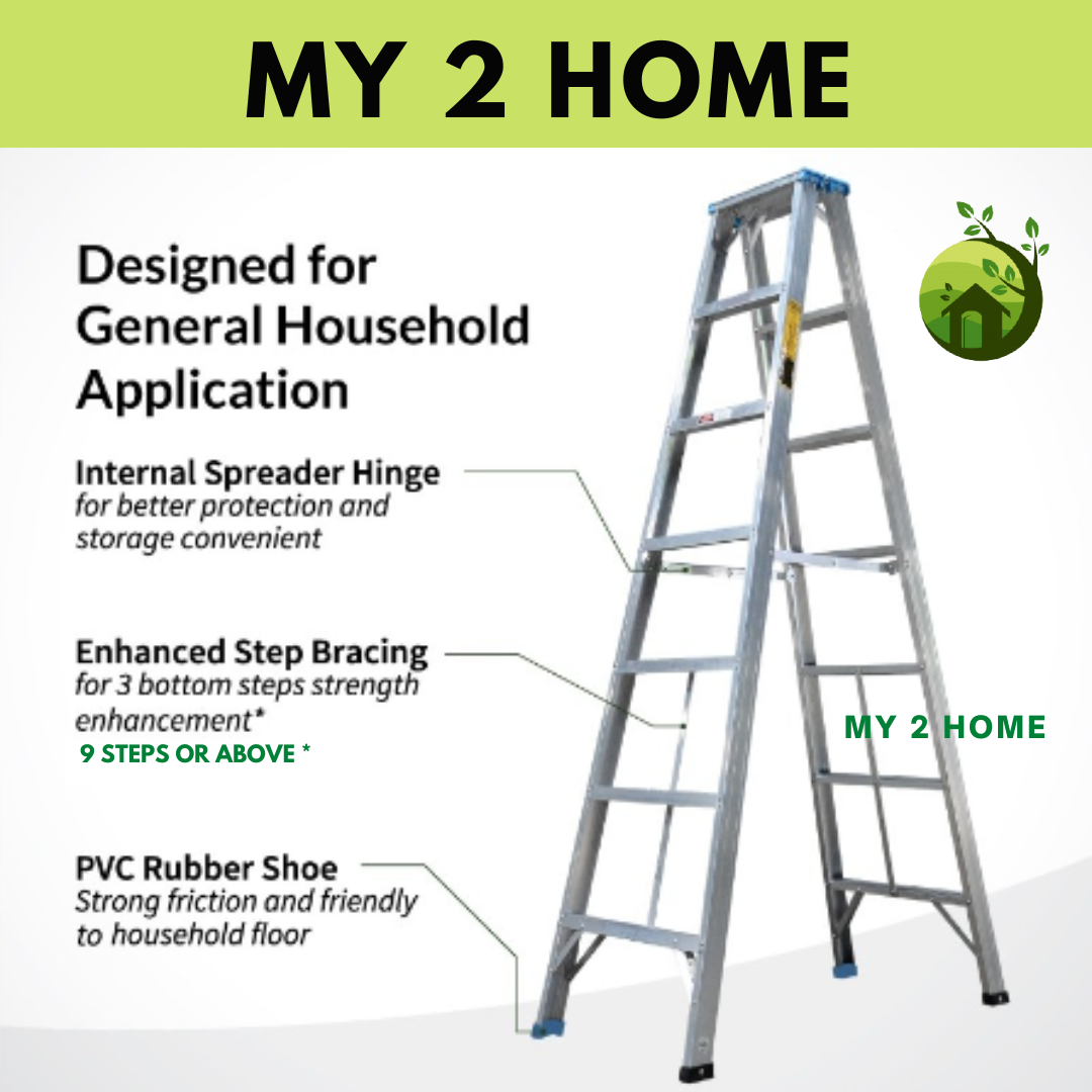 Aluminium Double Sided Ladder 4/5/6/7/8/9/10/11/12 Step Tangga EVERLAS ...