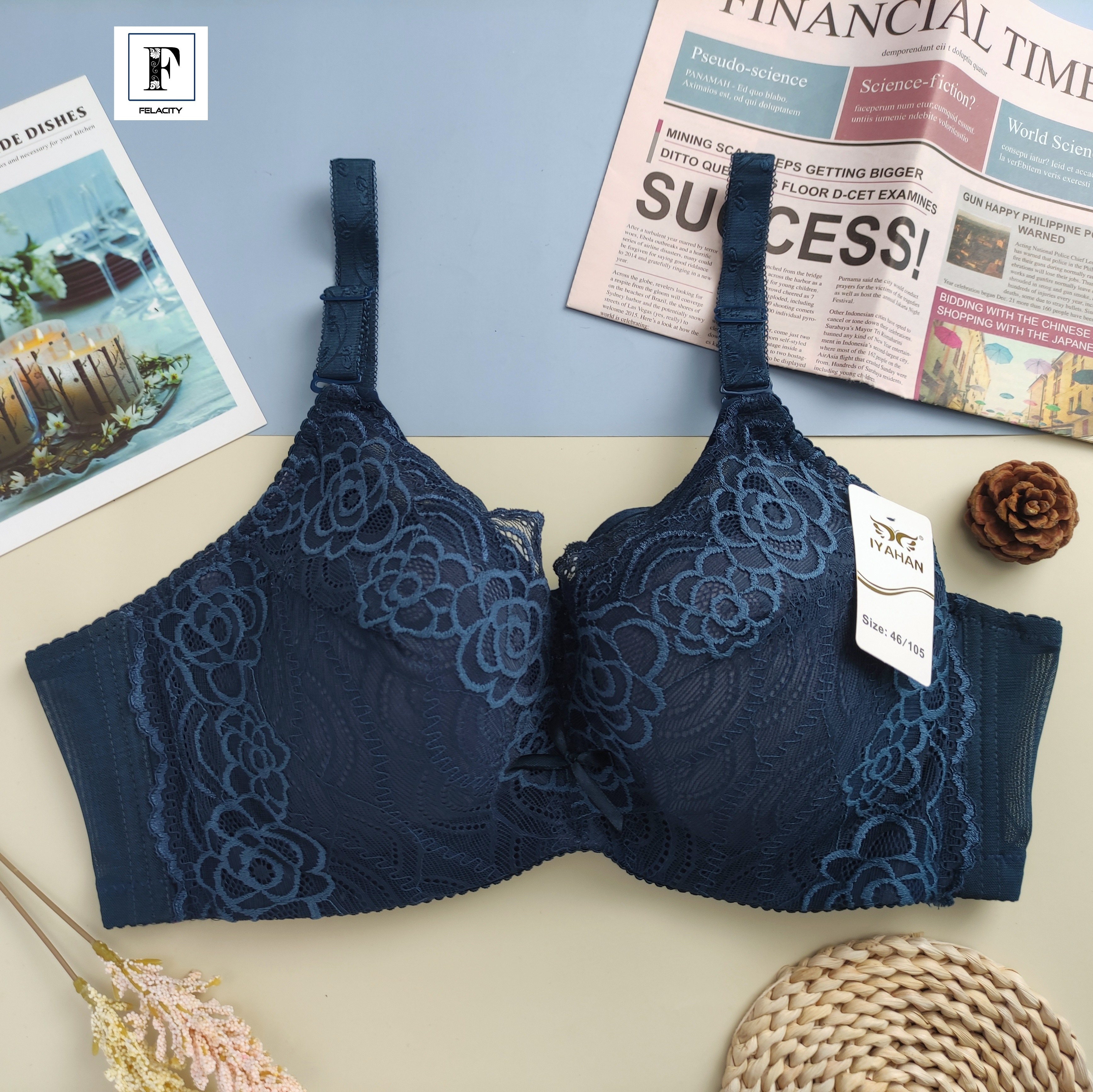 Bra Women Plus Size Full Cup Wired Lace 38-46 Baju Dalam Wanita Saiz ...