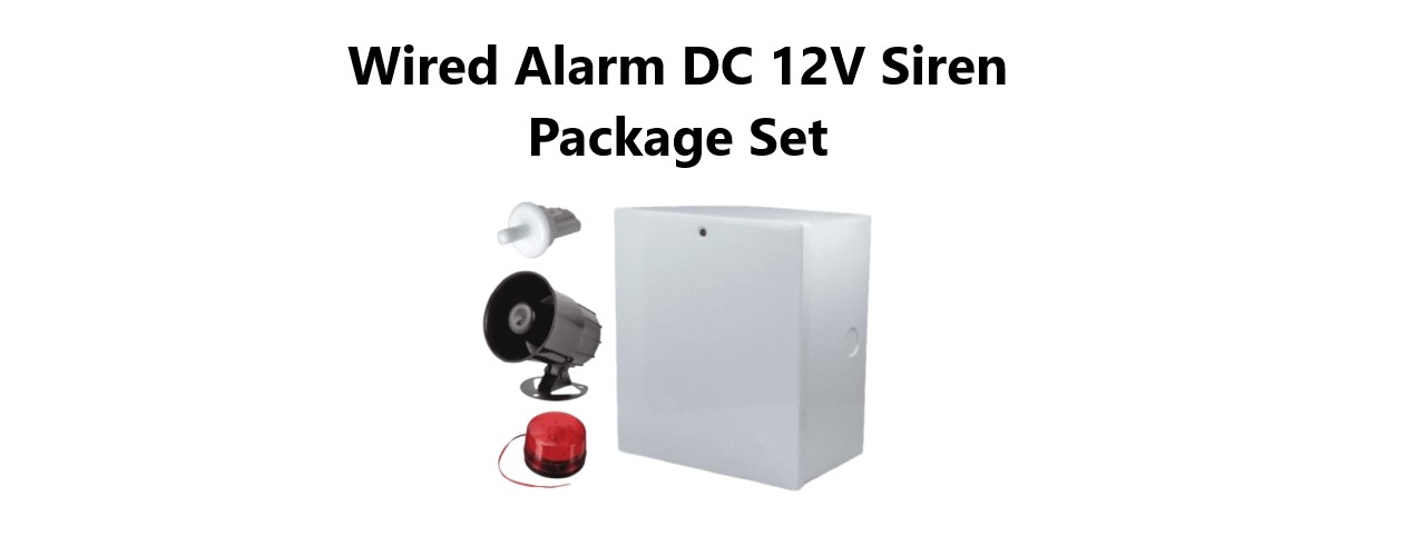 Wired Alarm DC 12V Siren Package Set with Metal Box Siren Horn Strobe ...
