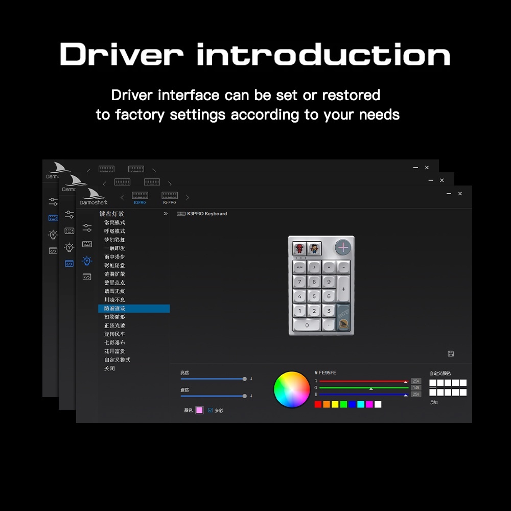 Darmoshark K3 Pro 3-Mode Numeric Keypad With Huano Mechanical Switches ...