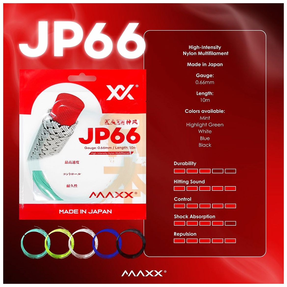 [100% ORIGINAL] MAXX JP66 0.66mm Badminton String Top Hitting Sound ...