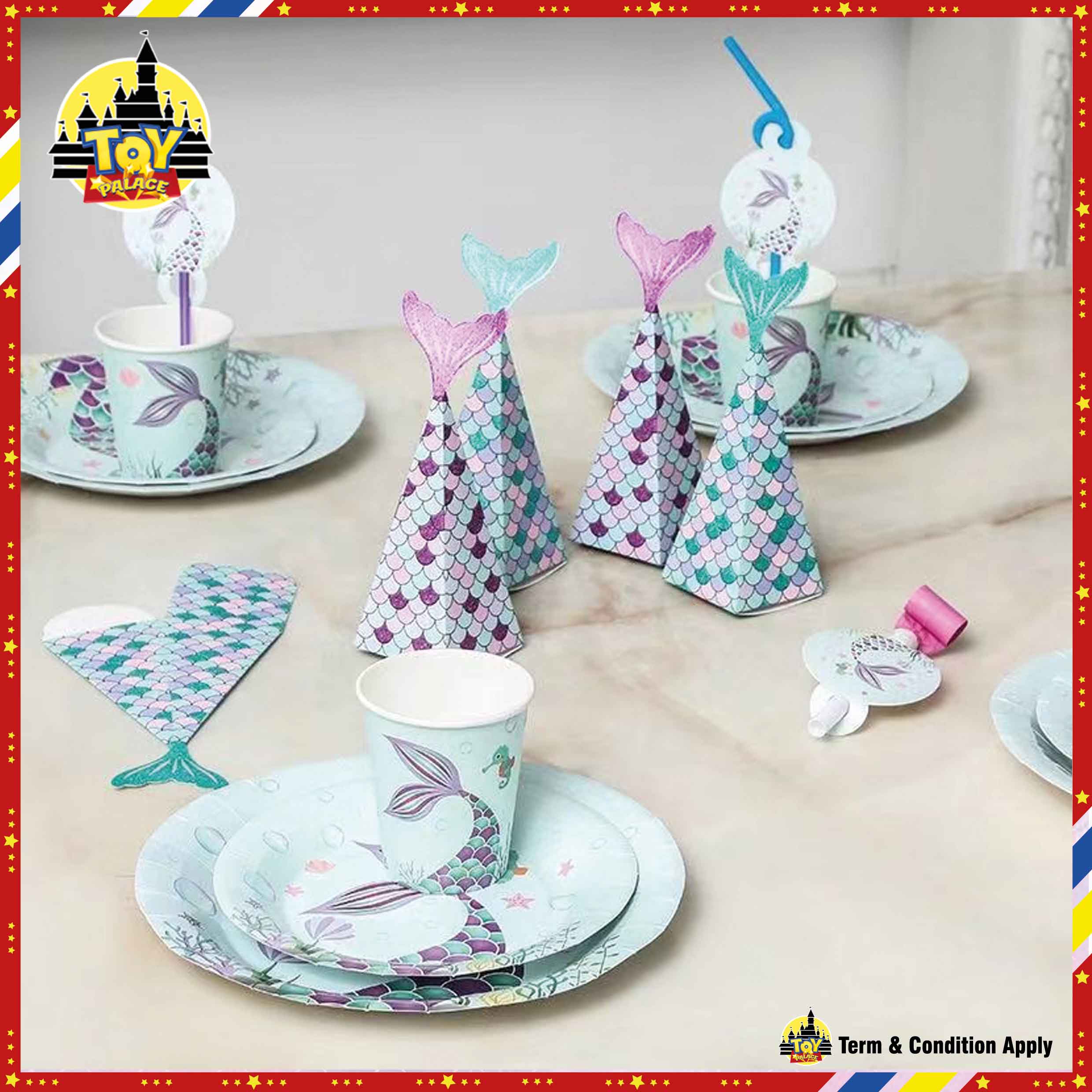 Mermaid Theme Party Tableware for Birthday Decorations Mermaid Banner ...
