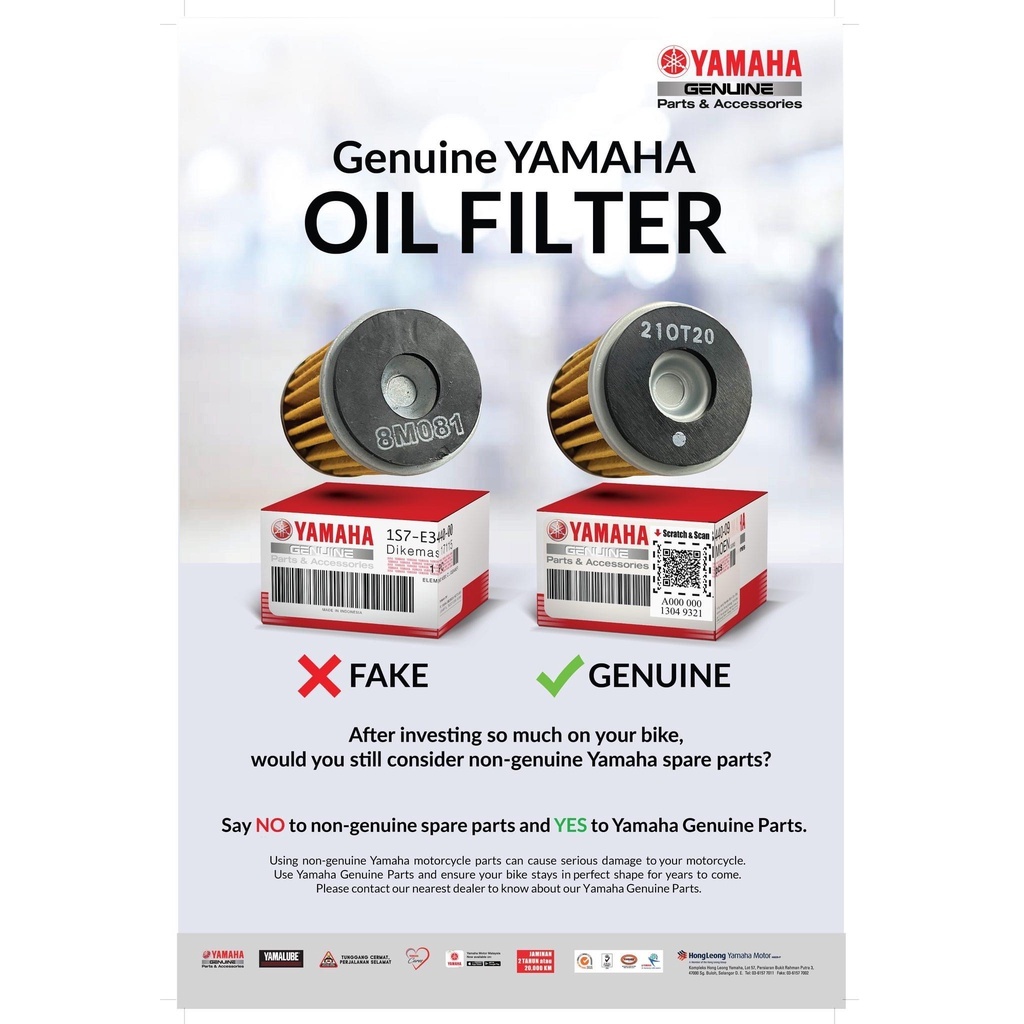 YAMAHA ORIGINAL OIL CLEANER/OIL FILTER YAMAHA GENUINE PARTS - Y16ZR ...