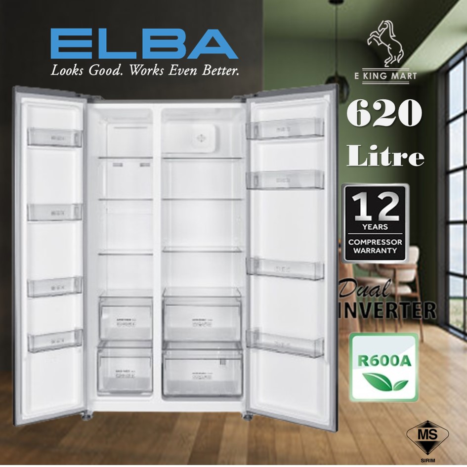 ELBA Refrigerator 4 Doors Fridge Inverter French Door 530L ER-M5342FD ...